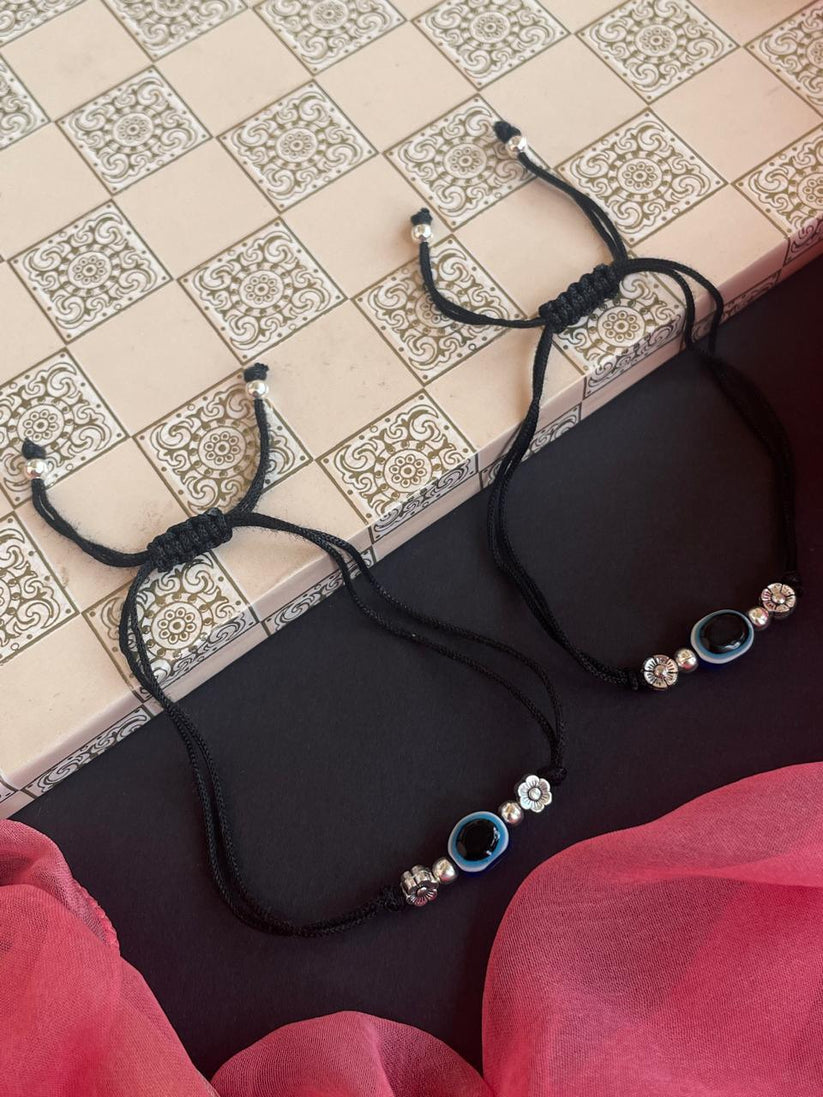 Special Character with Evil Eye Thread Anklet (2 pairs) – Prettiq